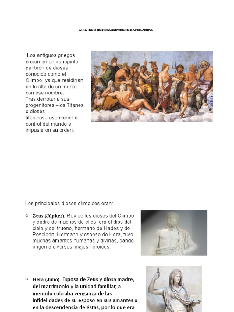Dioses de La Mitologia Griega | PDF | Doce olímpicos | Zeus