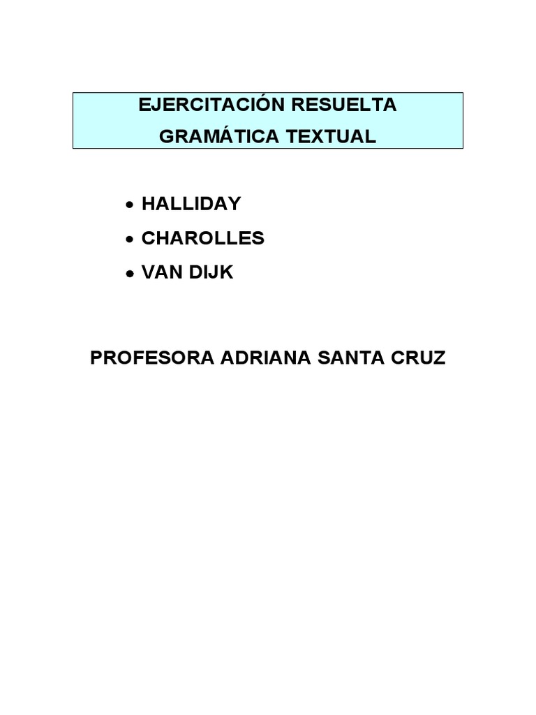 Cuadernillo De Ejercitación Gramática Pdf Proposición