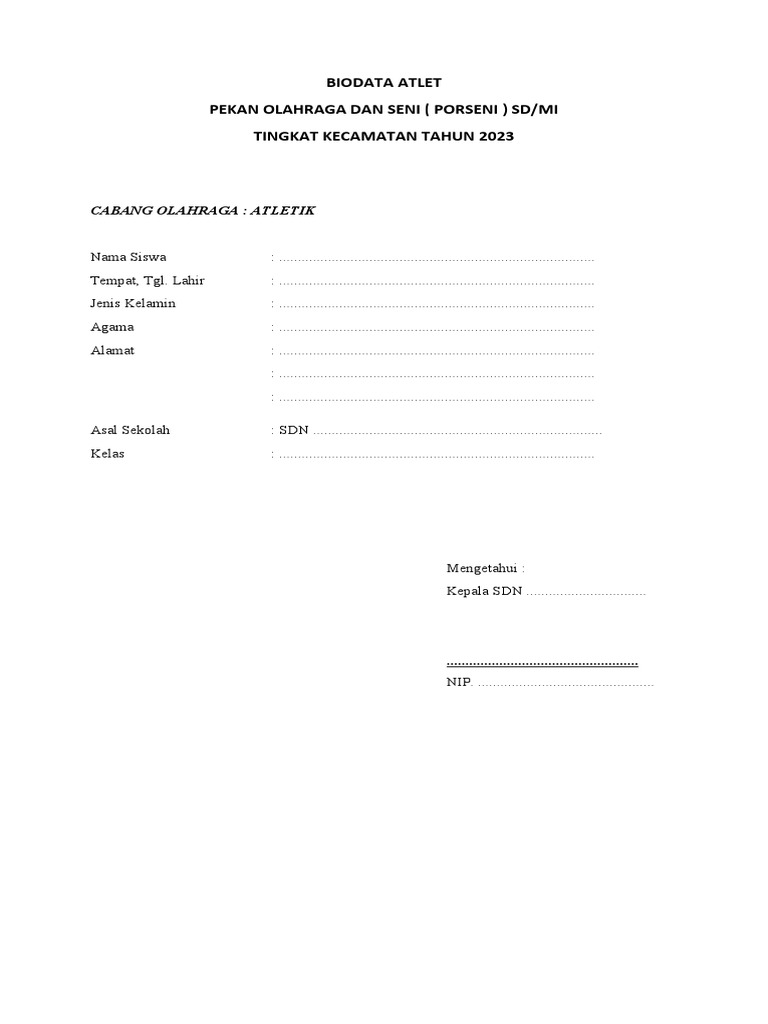 Biodata Atlet Pdf