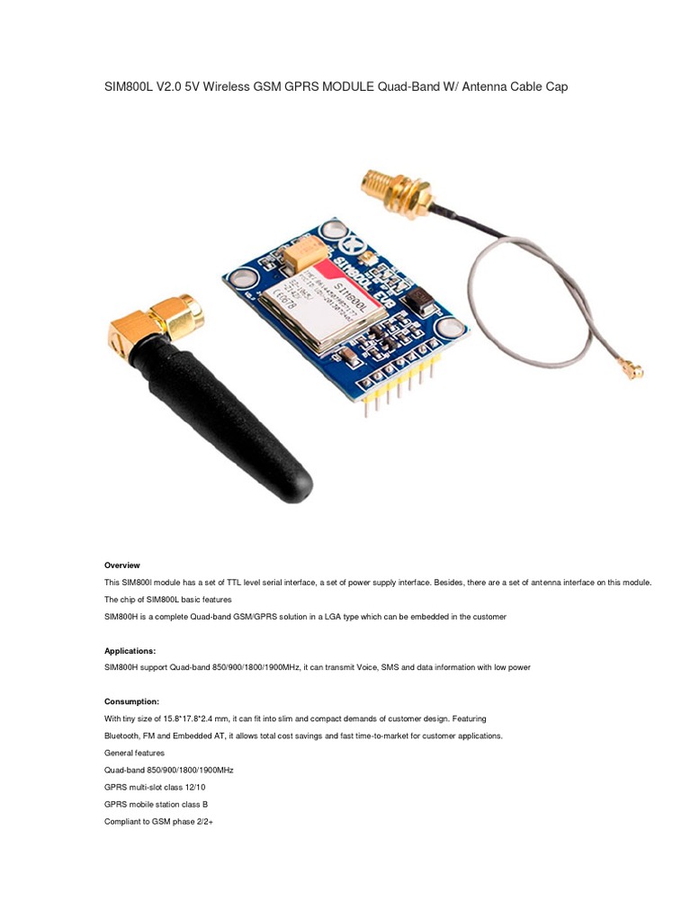 Ficha Tecnica de SIM800L V2.0 | PDF | General Packet Radio Service | Gsm