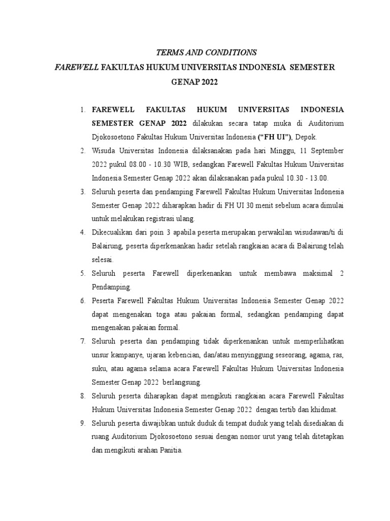 Terms and Conditions IMMM IMKN | PDF