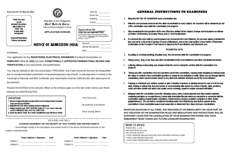 Form 13 Noa Revised 2023 Ree For Online Registration | PDF | Test ...