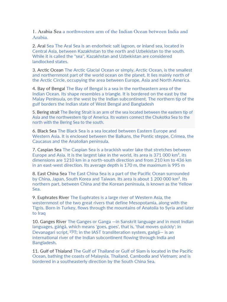 Major Bodies of Water Around the World: An Overview of Oceans, Seas ...