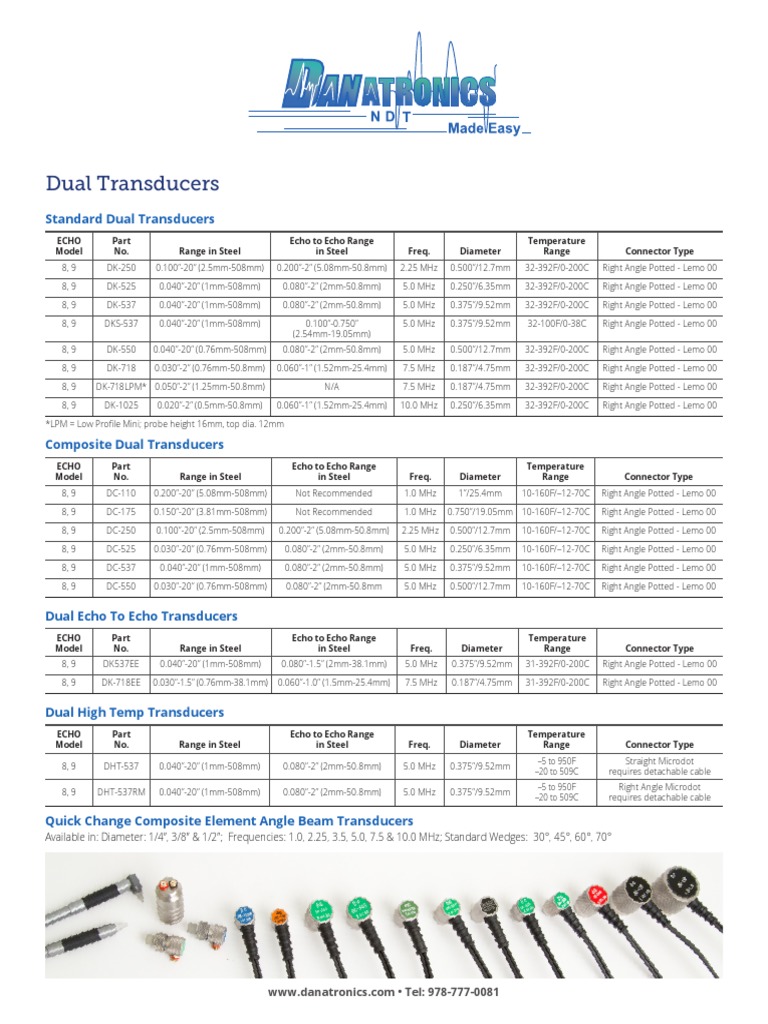 DANATRONICS Transducers | PDF | Electrical Connector | Equipment