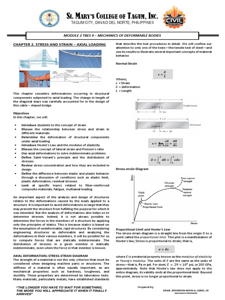 Module 2 Mechanics of Deformable Bodies | PDF | Deformation (Engineering) | Yield (Engineering)
