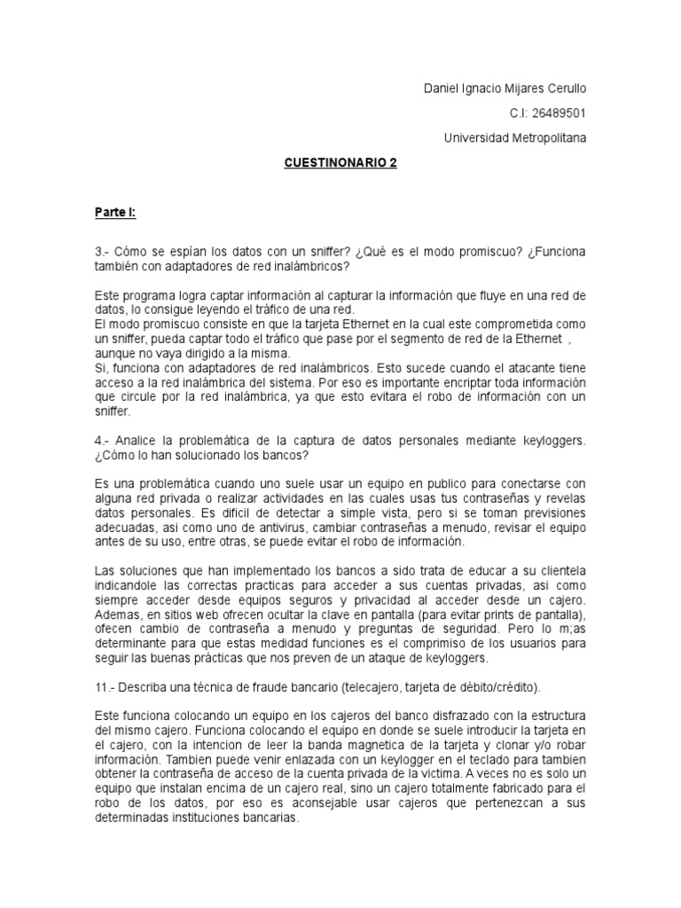 Cuestionario 2 | PDF | Contraseña | Ataque de denegación de servicio