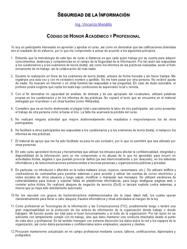 Código de Honor | PDF