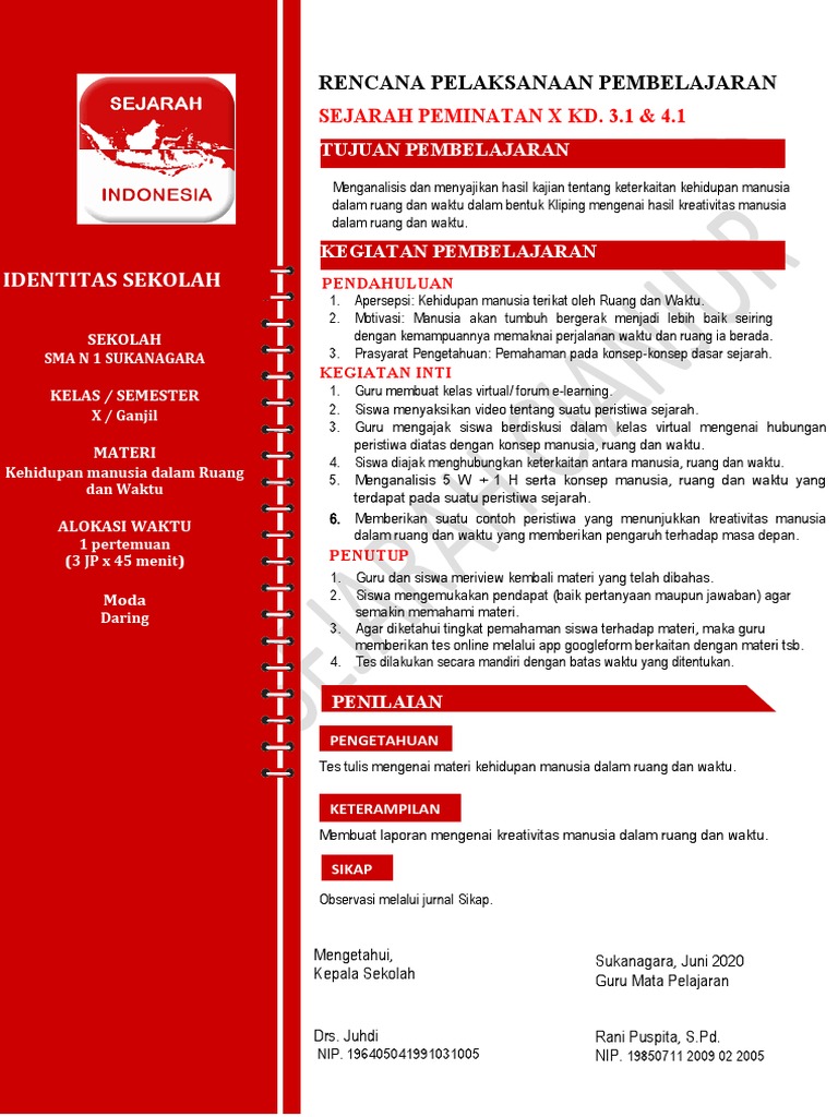 Contoh RPP 1 Lembar Daring | PDF