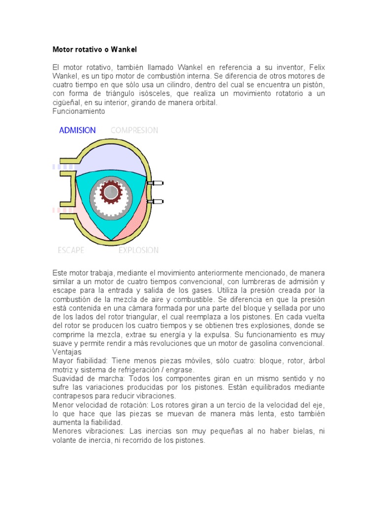 Motor Rotativo o | PDF | Motor de combustión interna | Ingeniería mecánica