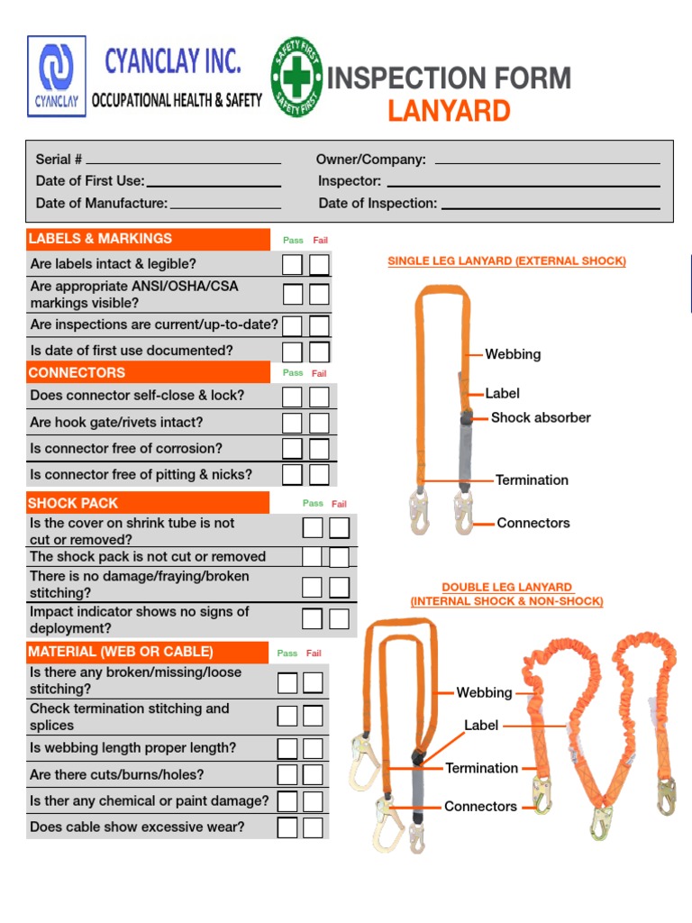 Lanyard and Harness Inspection Checklist | PDF