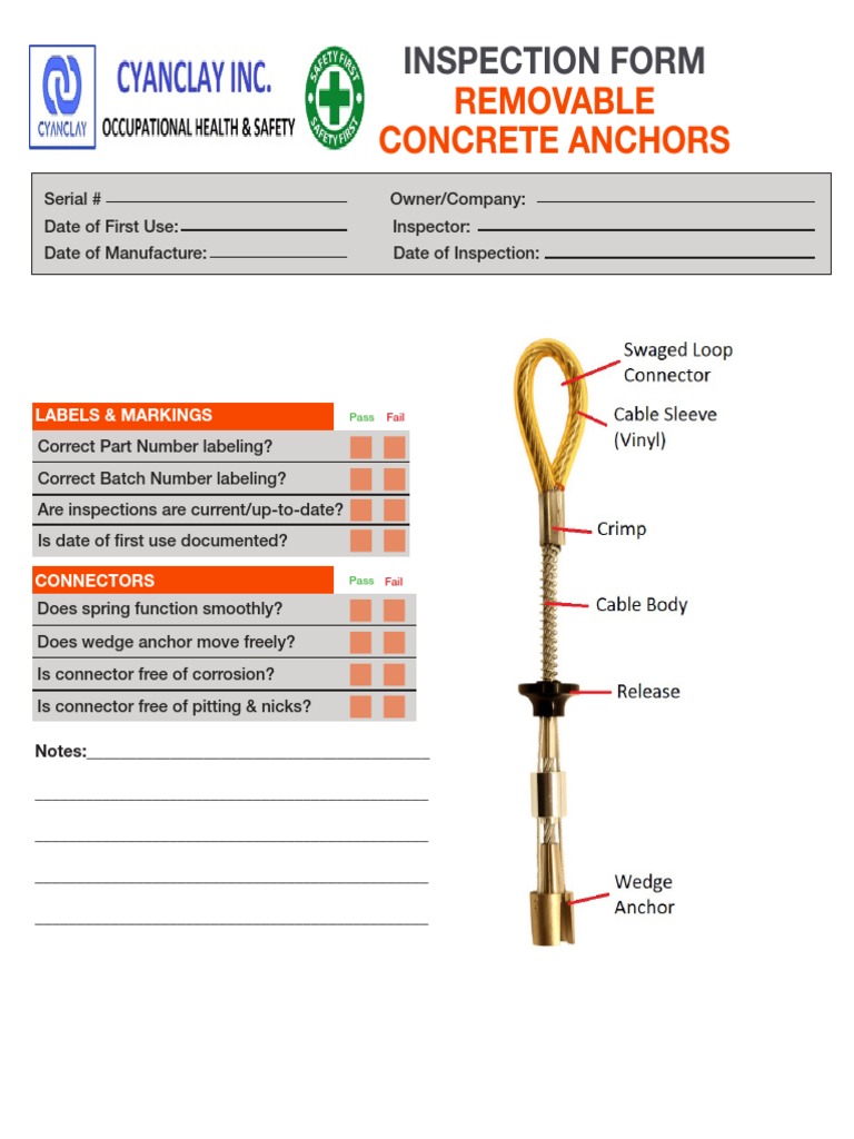 Removable Concrete Anchor Inspection Form | PDF