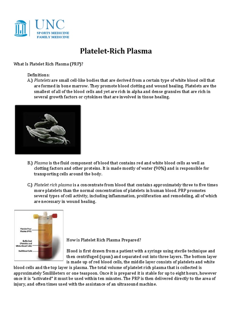 Platelet Rich Plasma | PDF | Platelet | Blood Cell