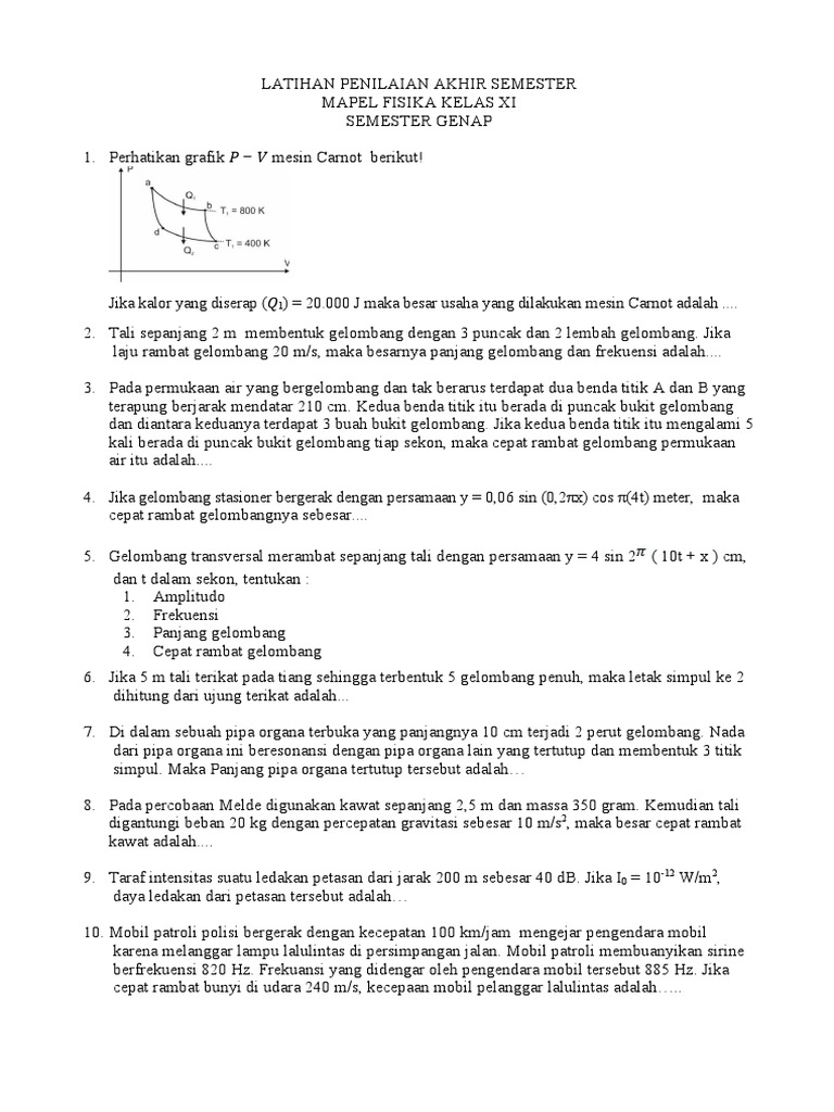 Soal Fisika Kelas XI Semester Genap | PDF