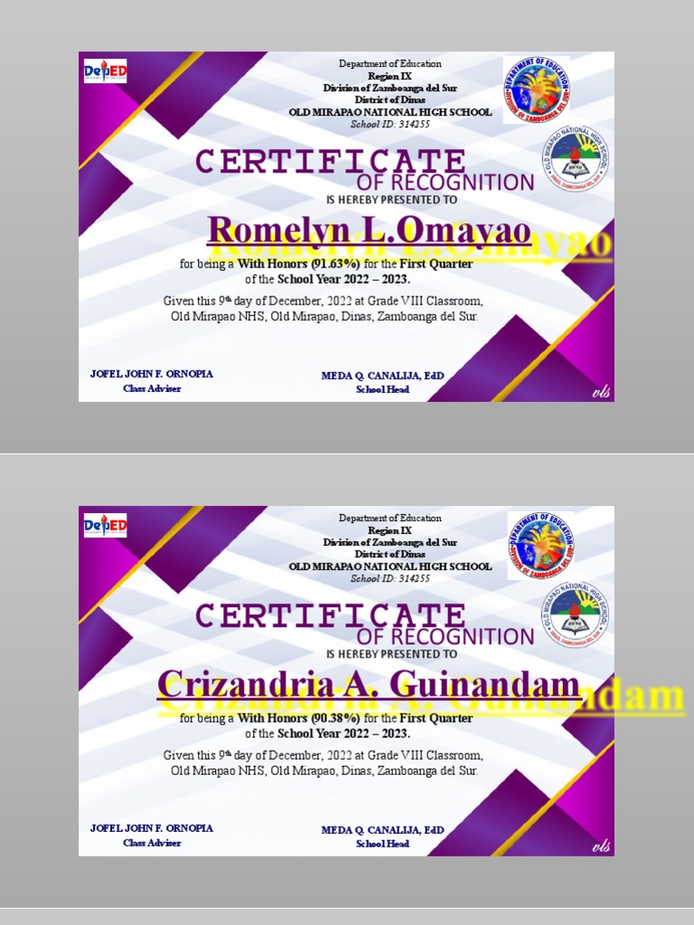 CERTIFICATE of RECOGNITION | PDF