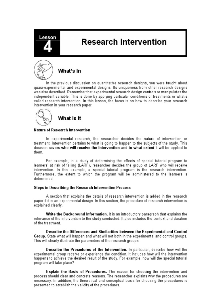 4 - Research Intervention | PDF | Design Of Experiments | Experiment