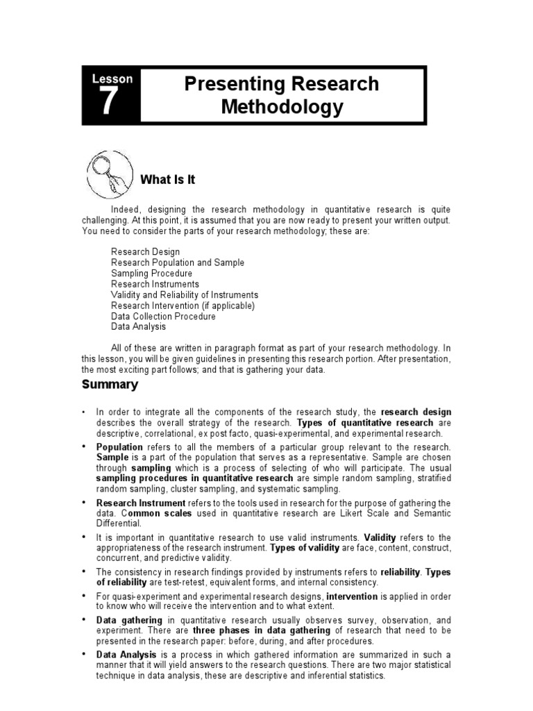7 - Presenting Research Methodology | PDF | Sampling (Statistics ...