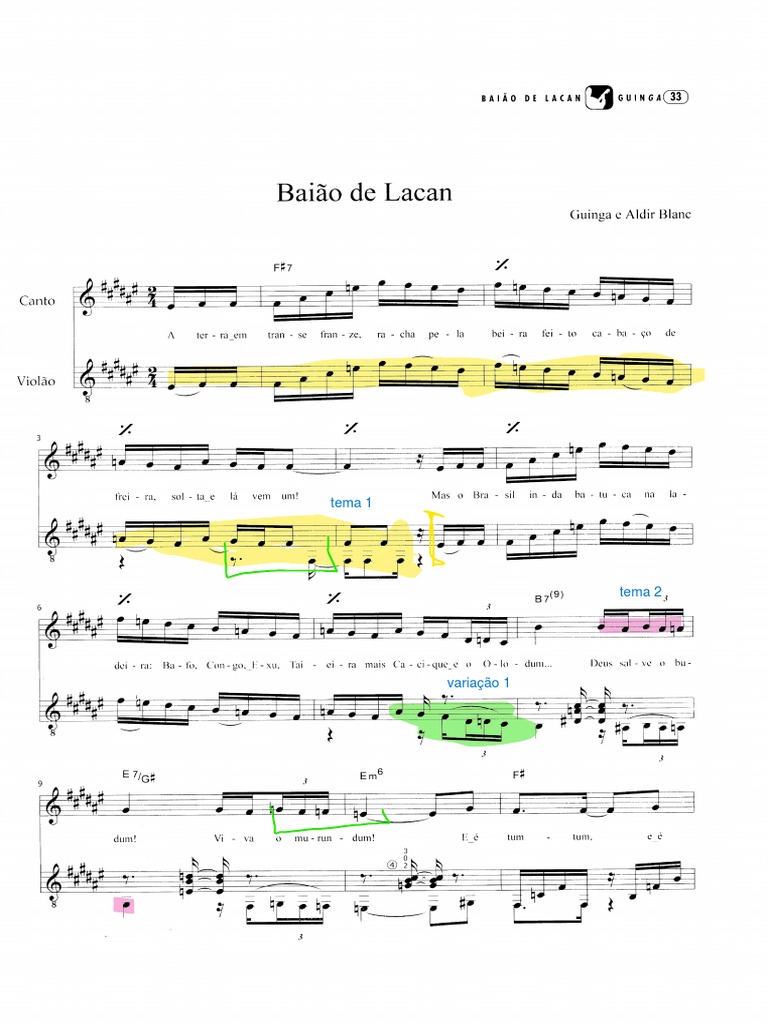 Baião de Lacan - Guinga MARCADO | PDF