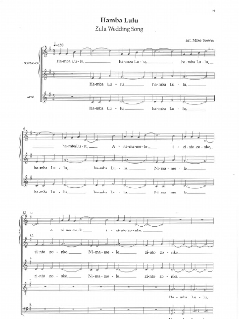 Hamba Lulu Arr. Mike Brewer | PDF