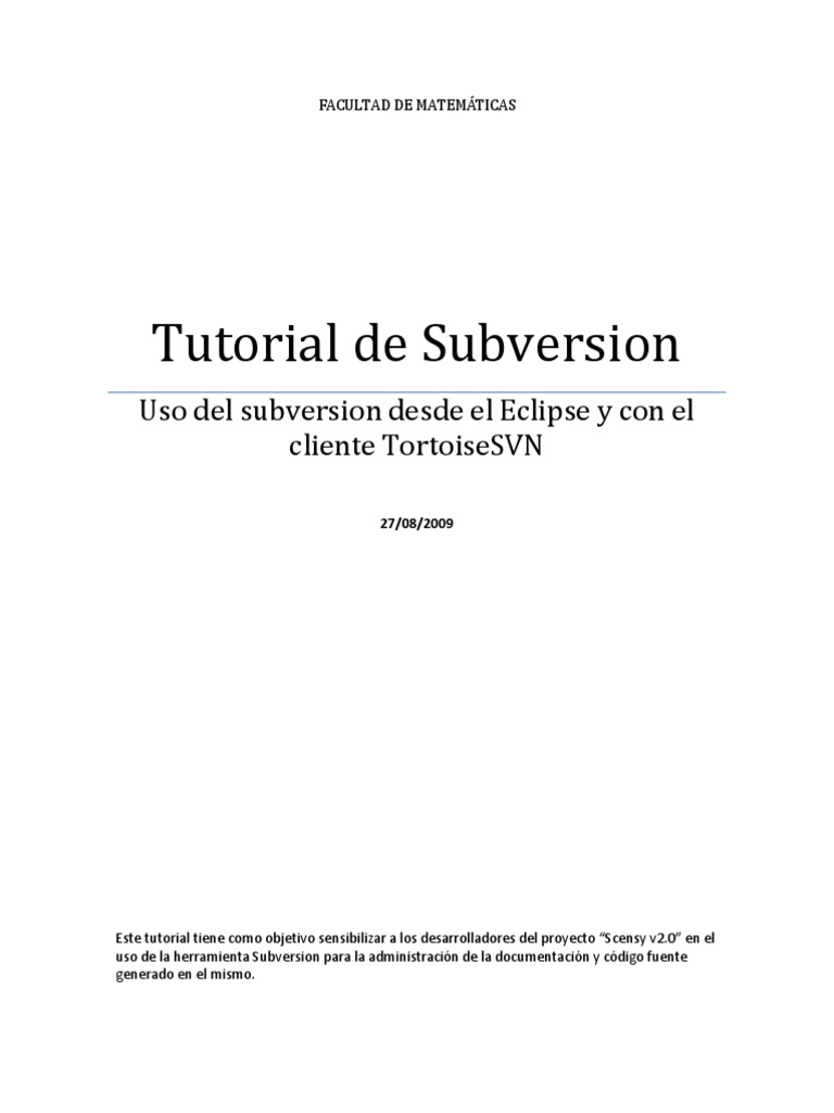 Tutorial De Subversion Eclipse Pdf