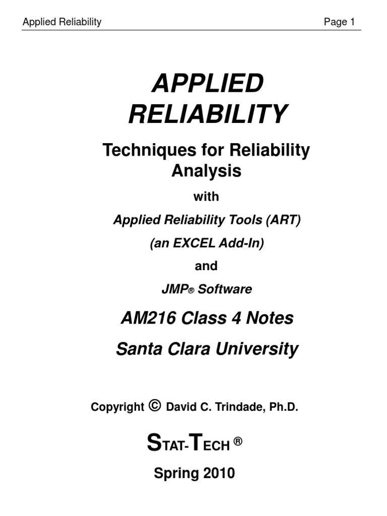Applied Reliability Page 1 APPLIED RELIABILITY. Techniques For Reliability Analysis | PDF ...
