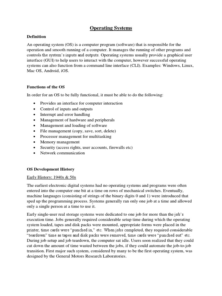 History of Operating Systems | PDF | Operating System | Process (Computing)