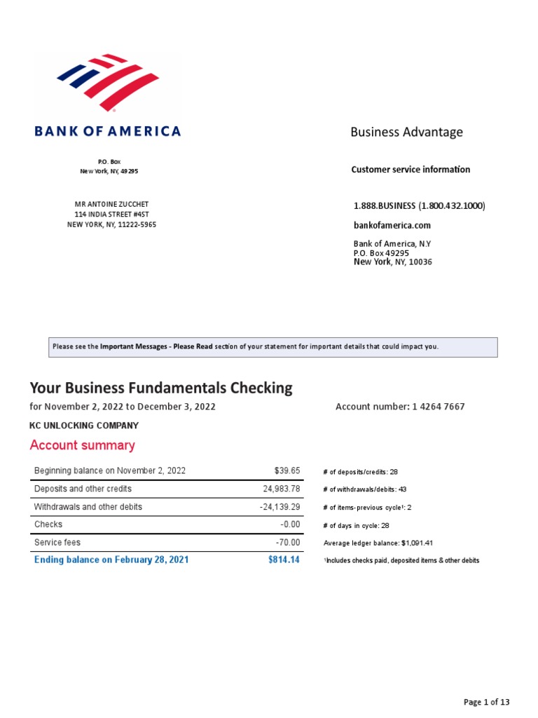 Bank of America | Download Free PDF | Transaction Account | Credit Card