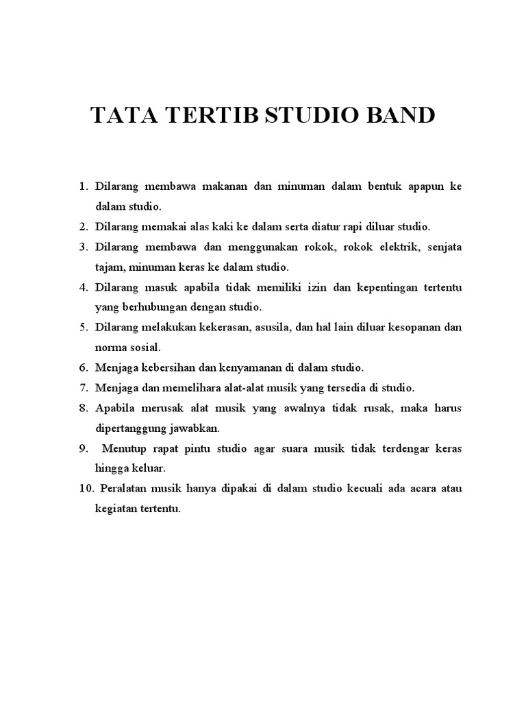 Tata Tertib Studio Band | PDF
