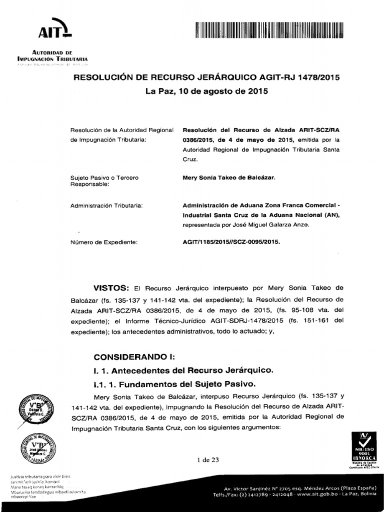 Recurso Jerárquico de Mery Sonia Takeo | PDF | Debido al proceso | aduana