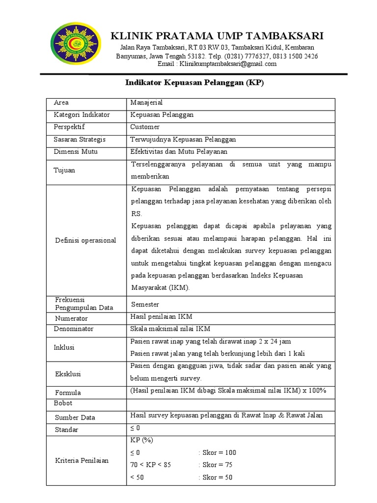 Indikator Kepuasan Pasien | PDF