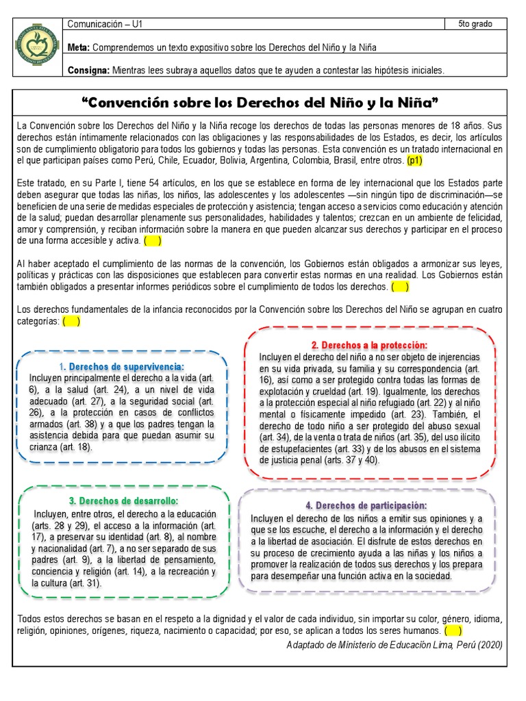 Material de Lectural | PDF | Derechos de los niños | Convención de los ...