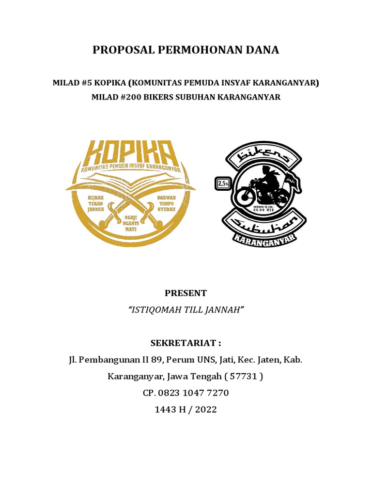 Proposal Milad #5 Kopika & Milad #200 BS Kra | PDF