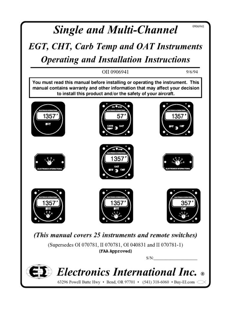 CHT Intallation Manual | Download Free PDF | Carburetor | Electrical ...
