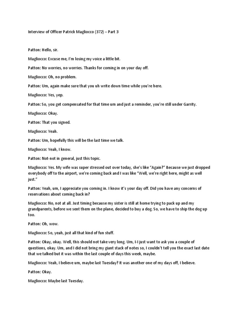 Transcript - Patrick Magliocco - Part 3 | PDF