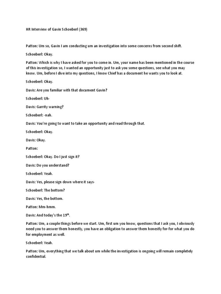 Transcript - Gavin Schoeberl | PDF