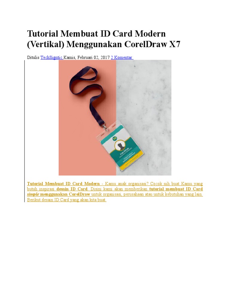 Tutorial ID Card CorelDraw X7 | PDF | Komputer