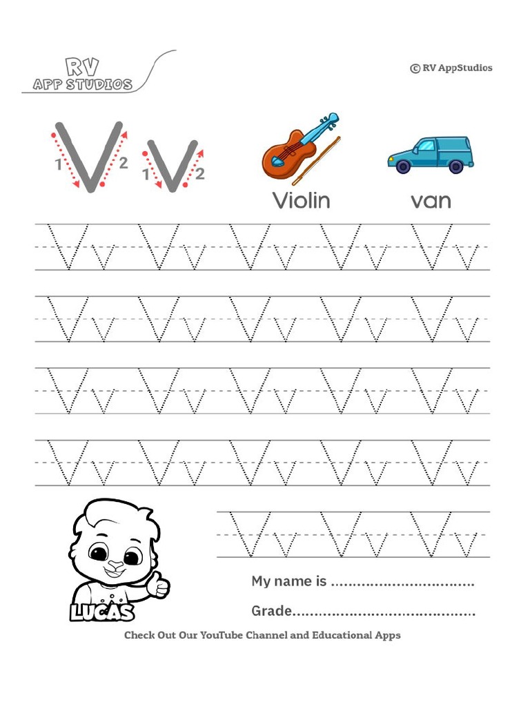 265 Free Printable Worksheets For Kids Alphabet Letter VV Tracing | PDF