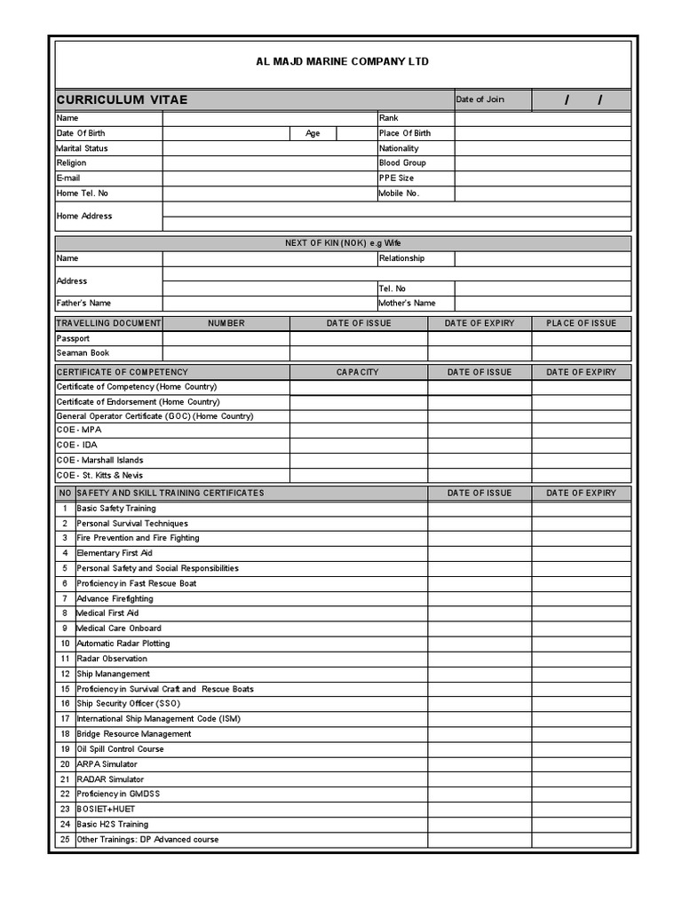 Al Majd CV Format | PDF