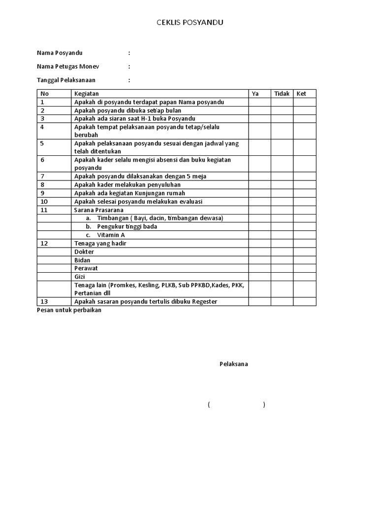 Ceklis Bulan Timbang | PDF