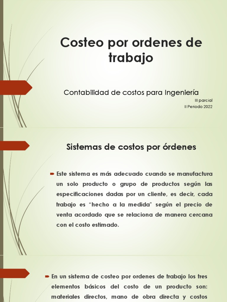 Costeo Por Ordenes de Trabajo | PDF | Contabilidad | Costo