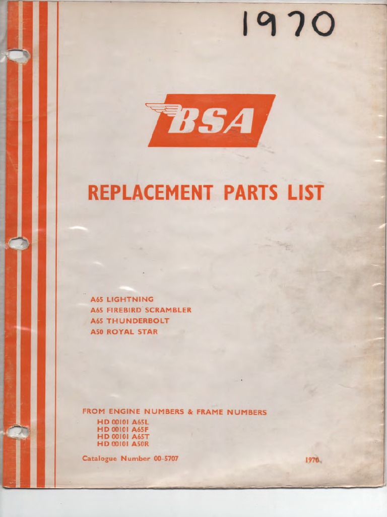 1970 - BSA A65 650cc Lightning FIrebird Scrambler Thunderbolt Royal ...