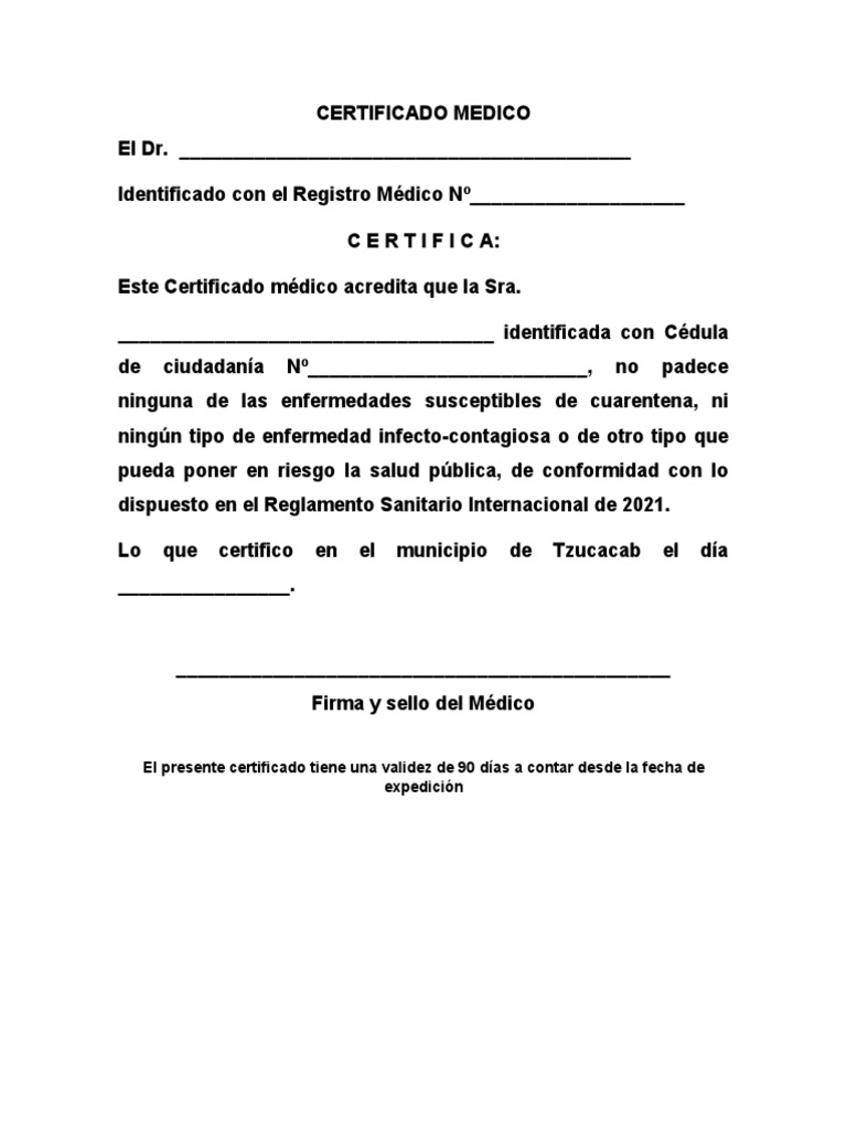 Certificado Medico Pdf