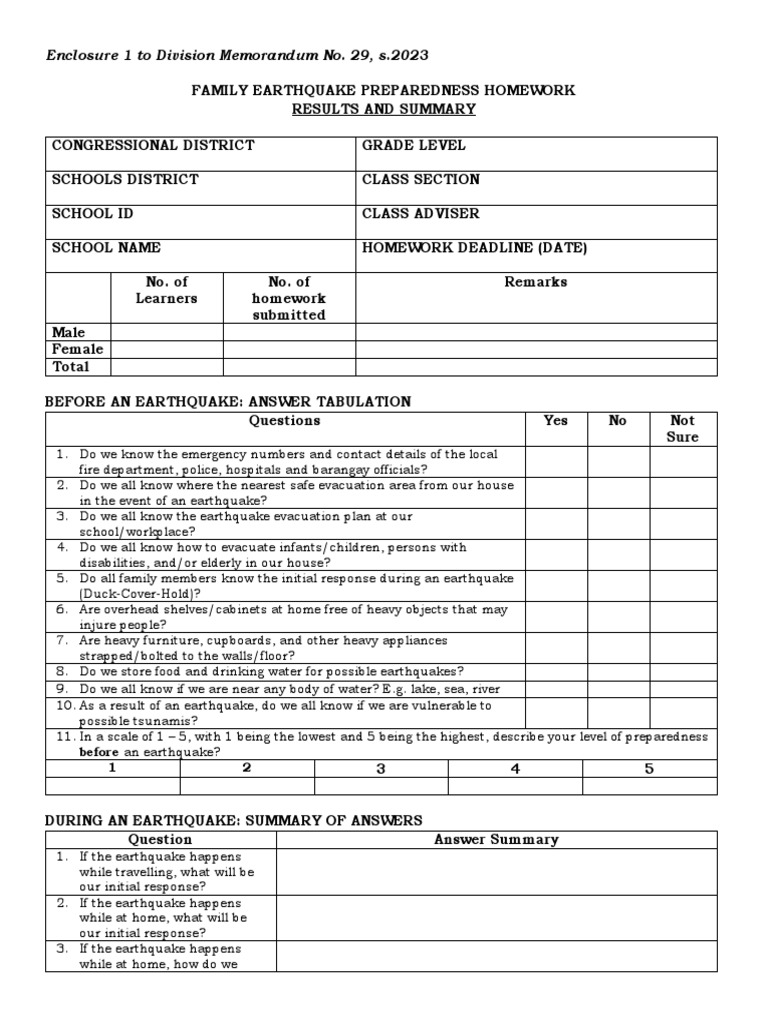 Family Preparedness Homework | Download Free PDF | Earthquakes | Tsunami