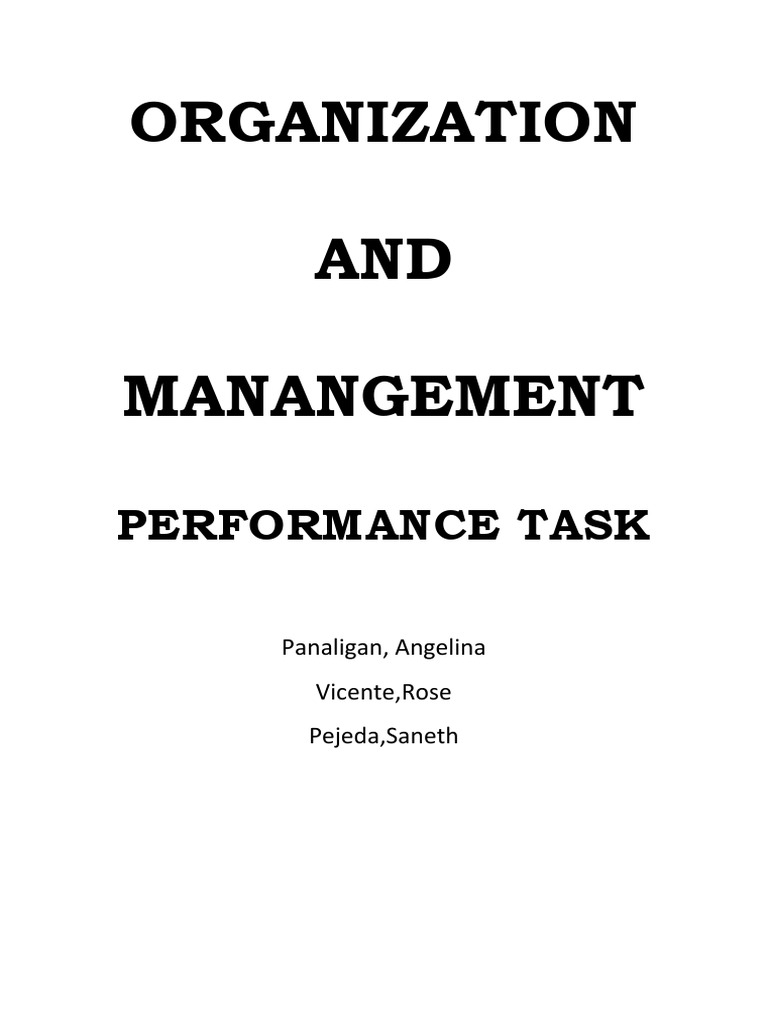 Organization and Management Performance Task Panaliganvicentepejeda ...