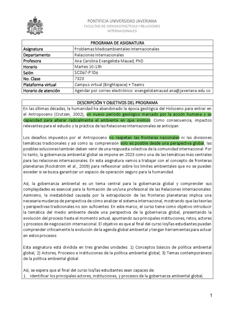 Problemas Medioambientales Internacionales | PDF | Ciencias sociales