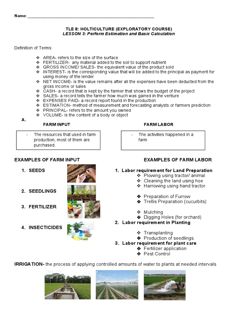 Estimation and Calculation in Agriculture | PDF | Stocks | Farms