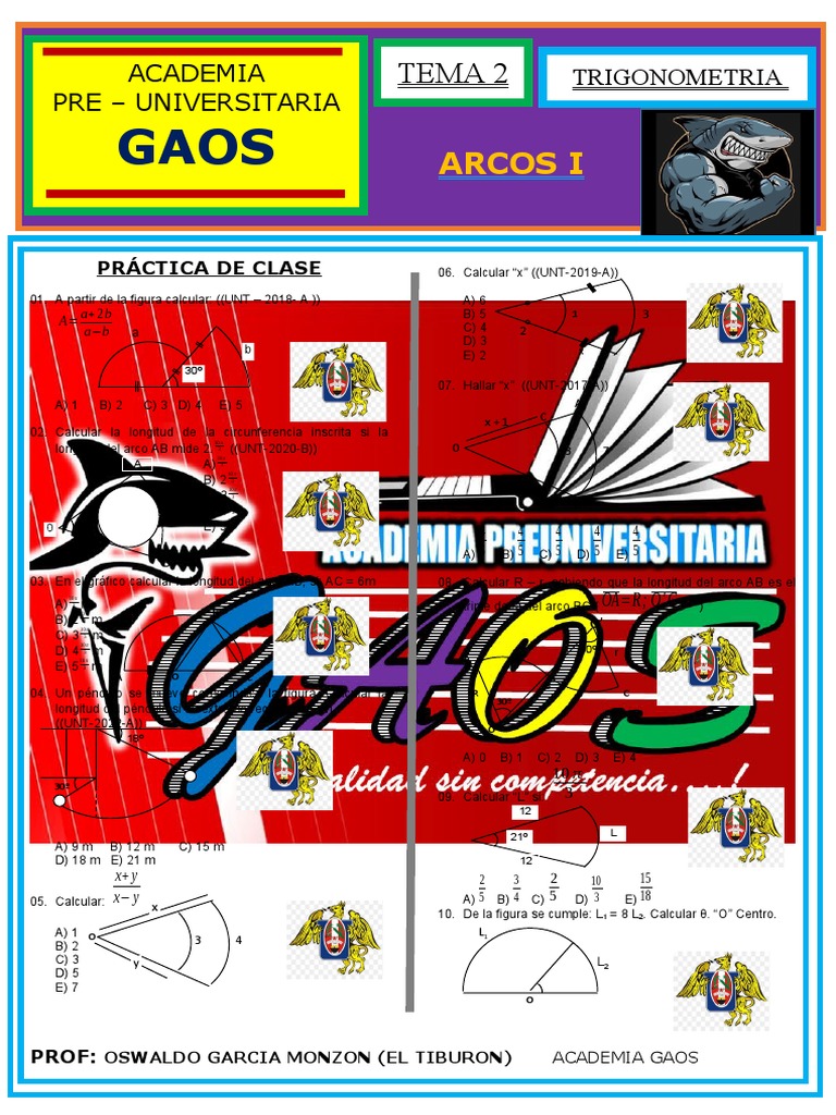 Academia Gaos Trigonometria Semana 2 - Arcos | PDF | Geometría algebraica | Análisis matemático