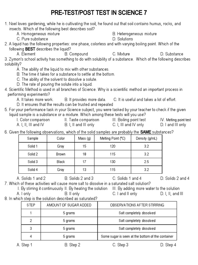Understanding Key Science Concepts: A Pre-Test and Post-Test on ... Understanding Key Science Concepts: A Pre-Test and Post-Test on ...