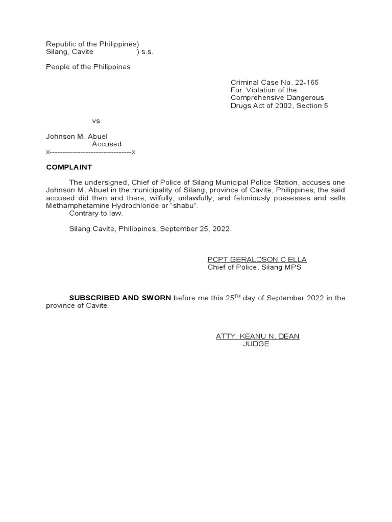 Affidavit of Complaint | PDF