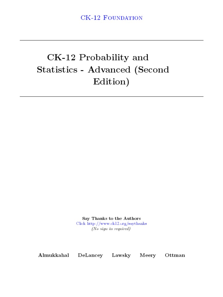 Probability and Statistics Advanced (Second Edition) | PDF | Level Of ...