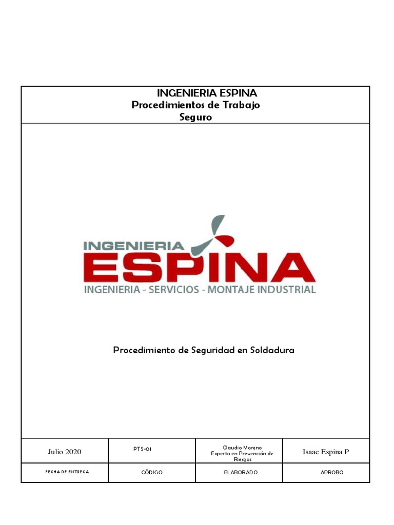 PTS Soldadura Espina | PDF | Soldadura | Construcción
